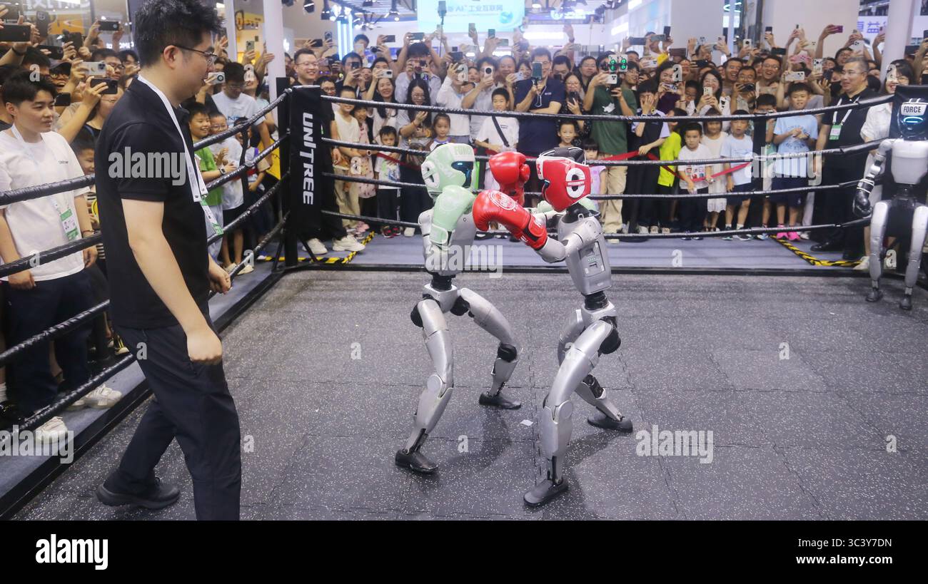 SHANGHAI, CHINA - JULY 27, 2025 - The humanoid robot Unitree G1 ...