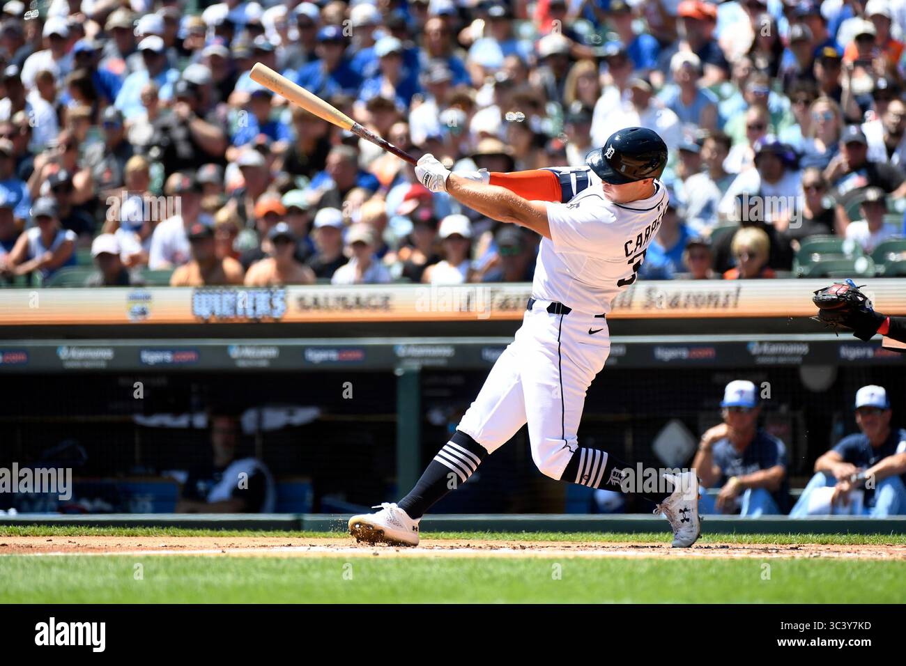 Detroit Tigers' Kerry Carpenter bats in the first inning of a baseball ...