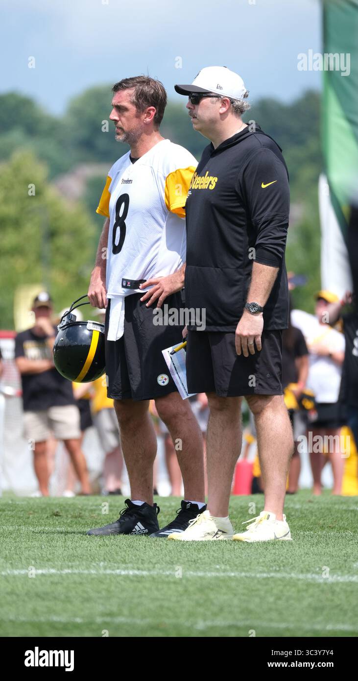 Saint Vincent College. 27th July, 2025. Aaron Rodgers #8 during the ...