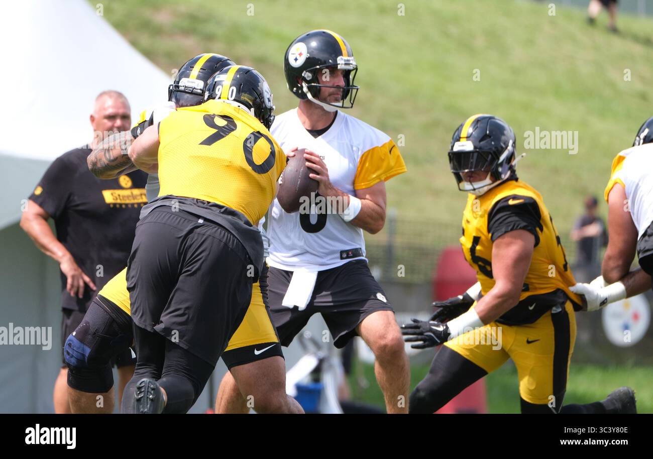 Saint Vincent College. 27th July, 2025. Aaron Rodgers #8 during the ...