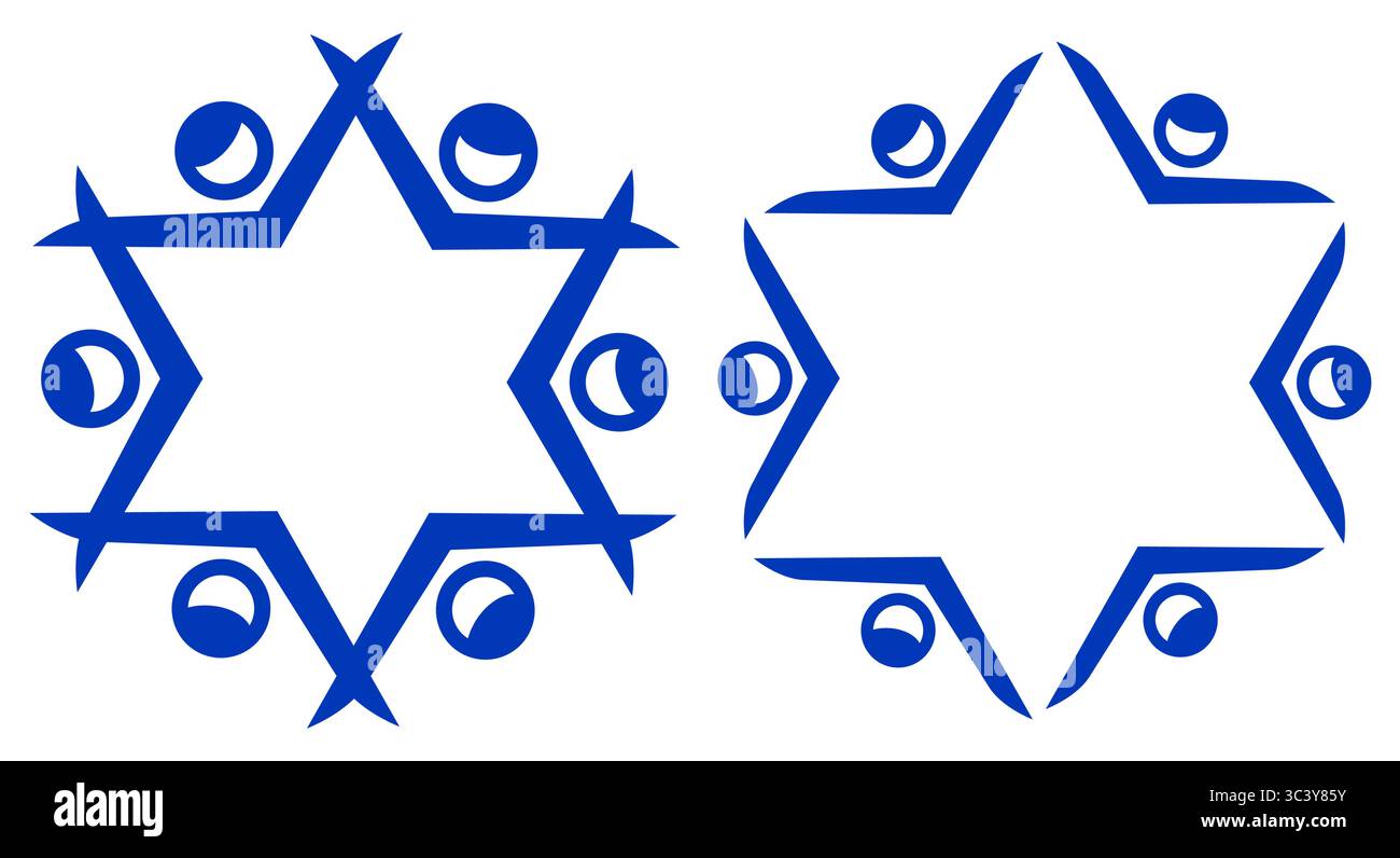 Star of David stick figure composition. The unification of the people ...