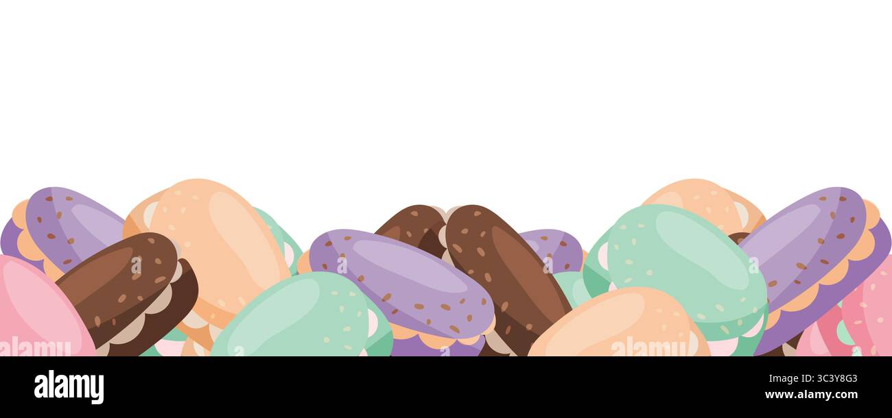 Seamless border with colorful macarons at the bottom Stock Vector Image ...
