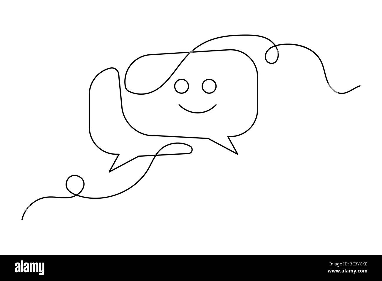 Speech bubble one line drawing minimalist style isolated outline ...