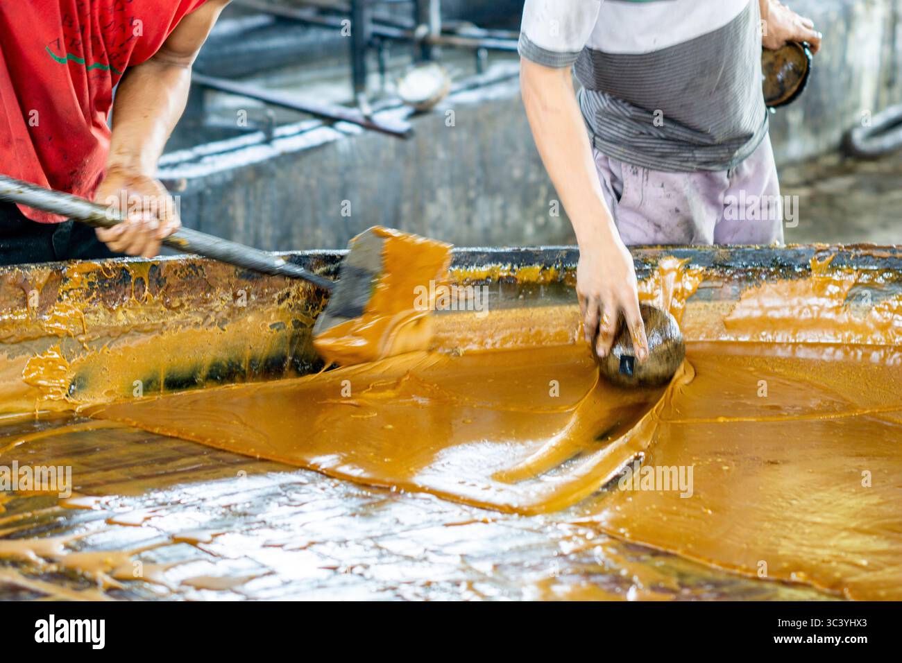 The process of making brown sugar. Brown sugar is made from sugar cane ...