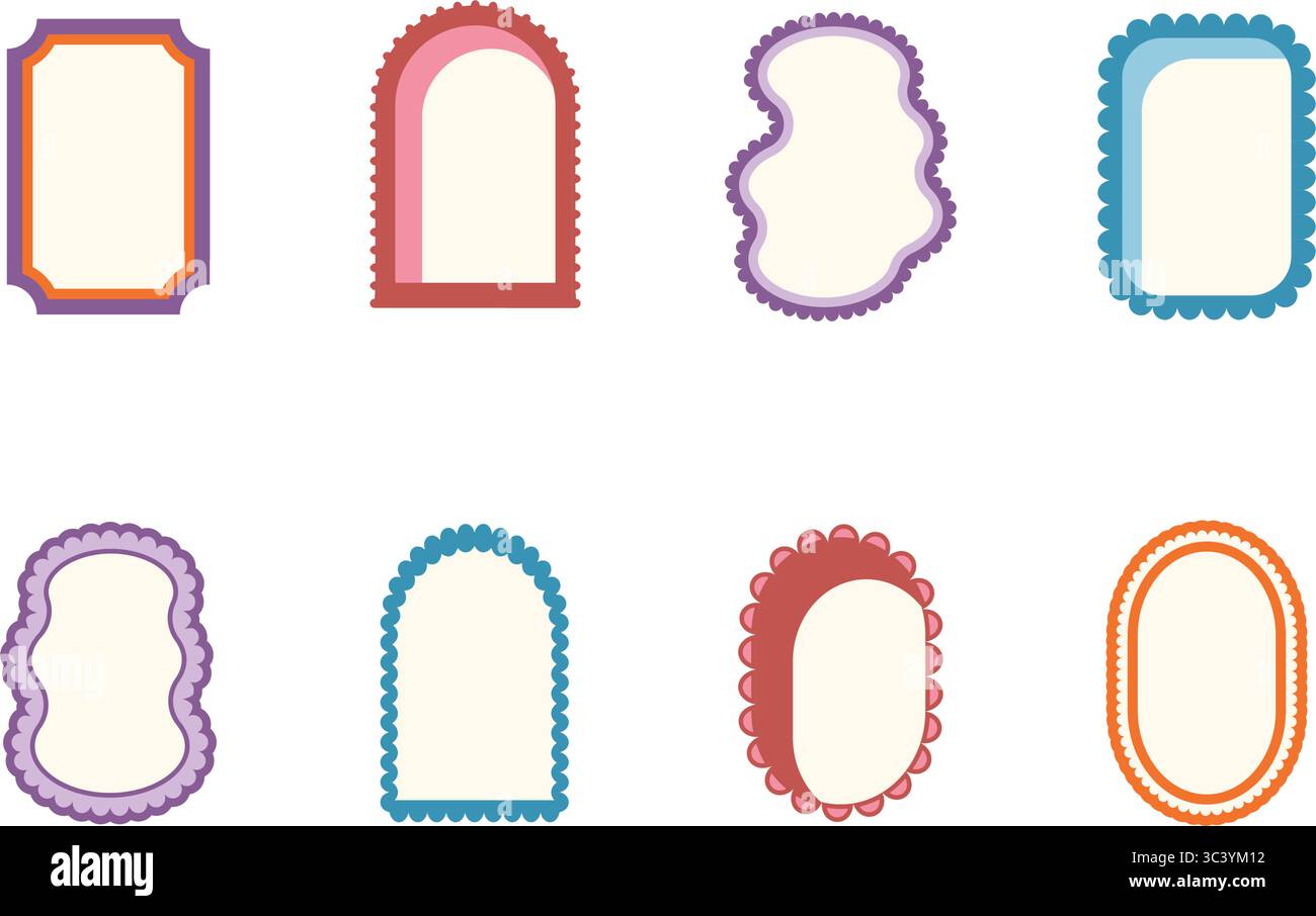 Retro funky arch and geometric frames. Vintage groovy geometric shapes ...