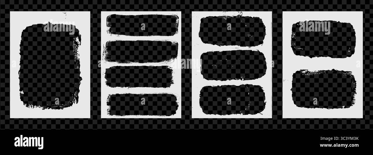 Photo grunge frames set template. Ink paint edges punk border for ...