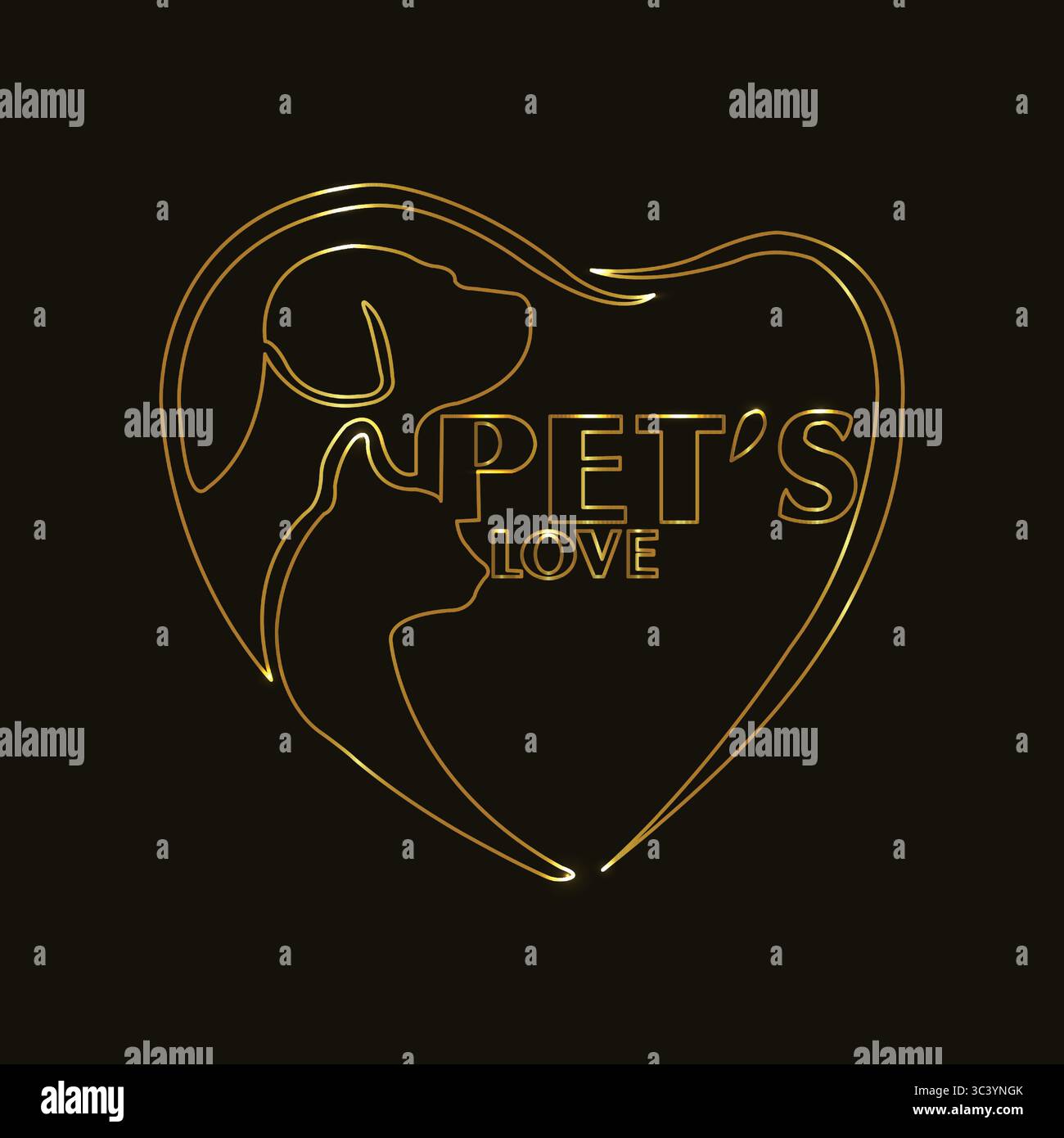 Gold line art cat Stock Vector Images - Alamy