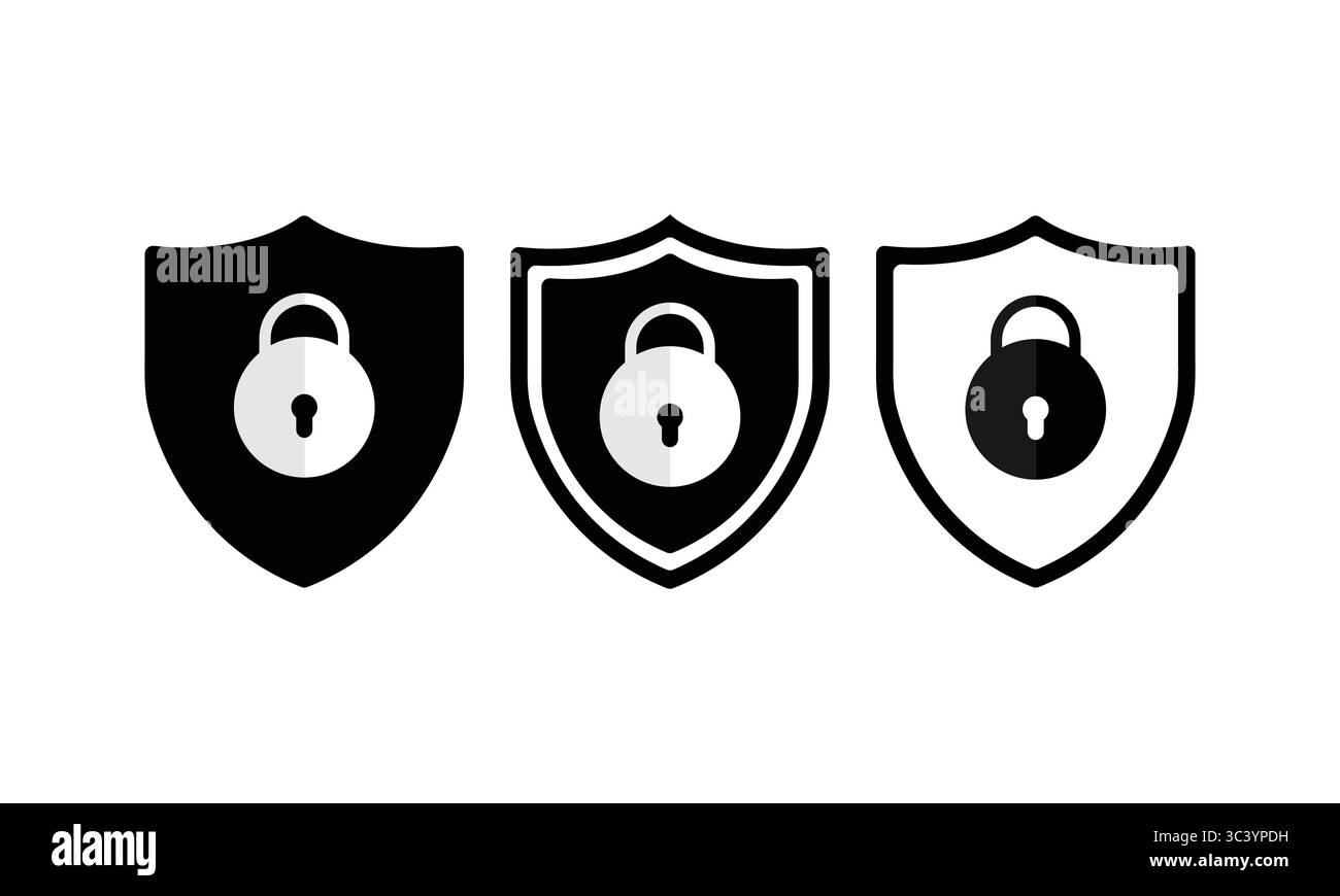 Icon set shield padlock Cut Out Stock Images & Pictures - Alamy