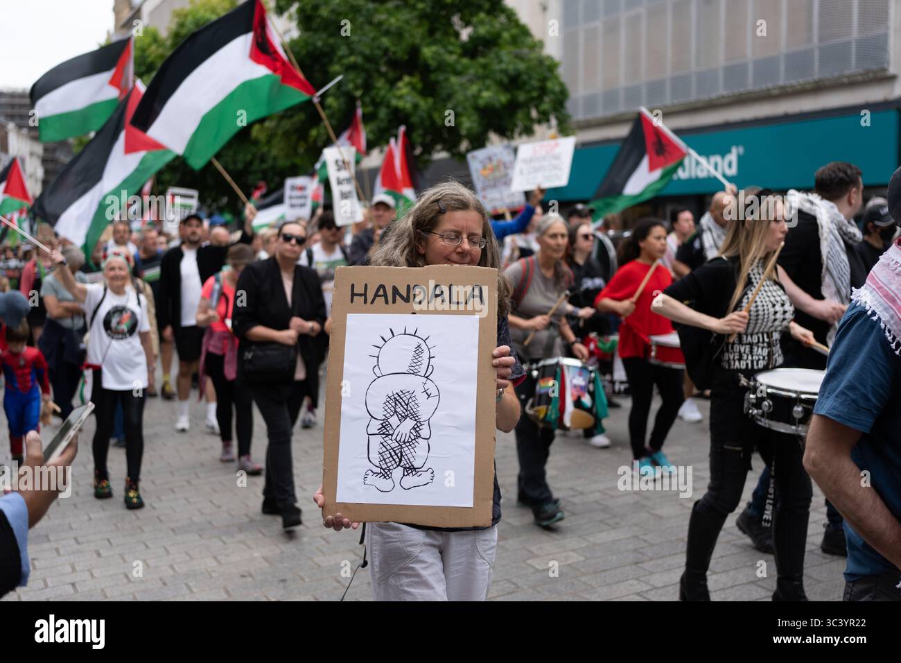A Free Palestine protest takes place in Liverpool July 27th 2025 Stock ...