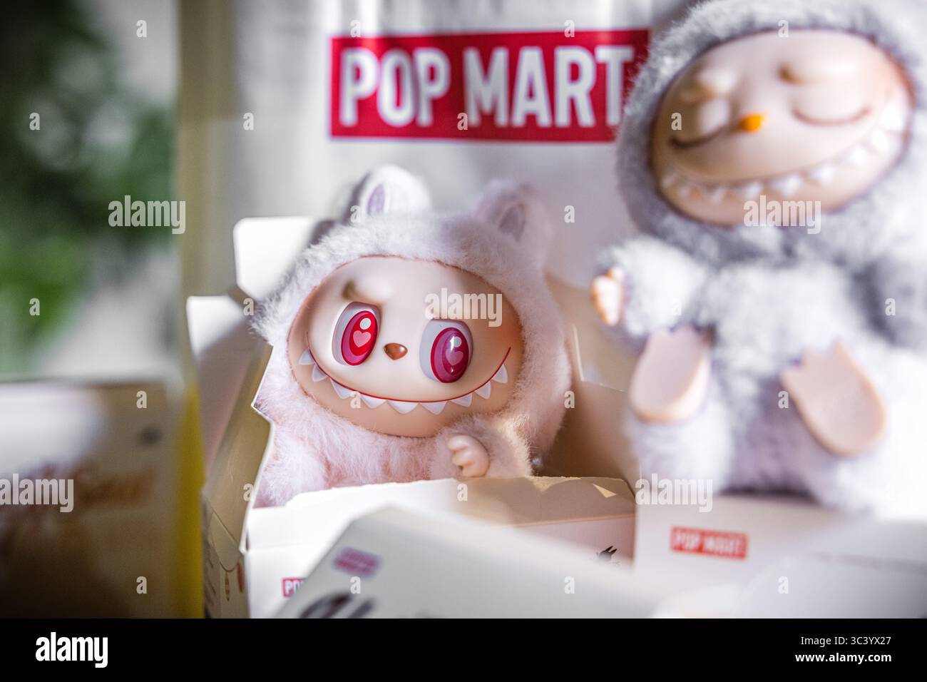 ILLUSTRATIVE - A Labubu soft toy from a blind box. Labubu dolls are a ...