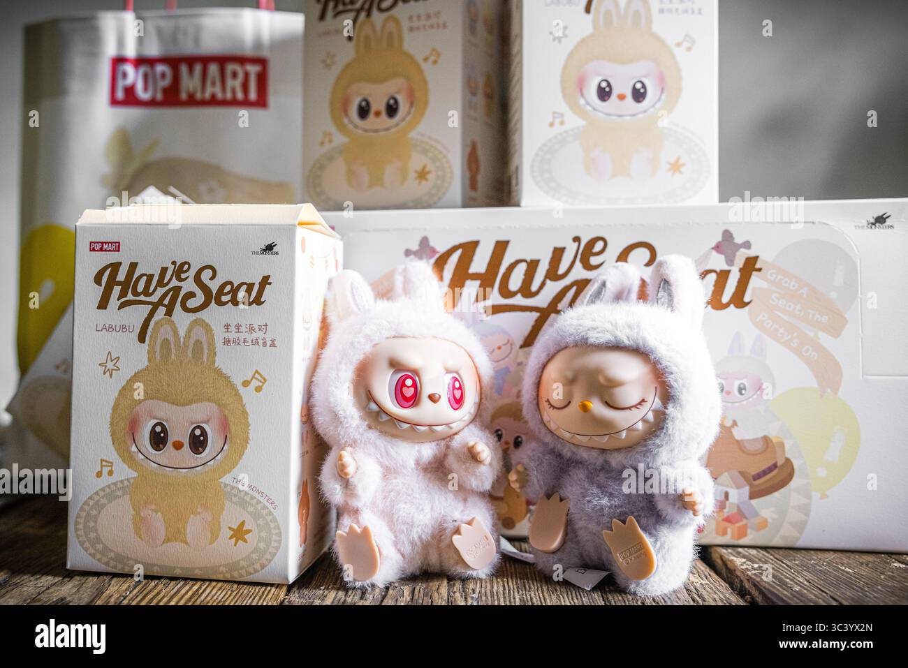 ILLUSTRATIVE - A Labubu soft toy from a blind box. Labubu dolls are a ...