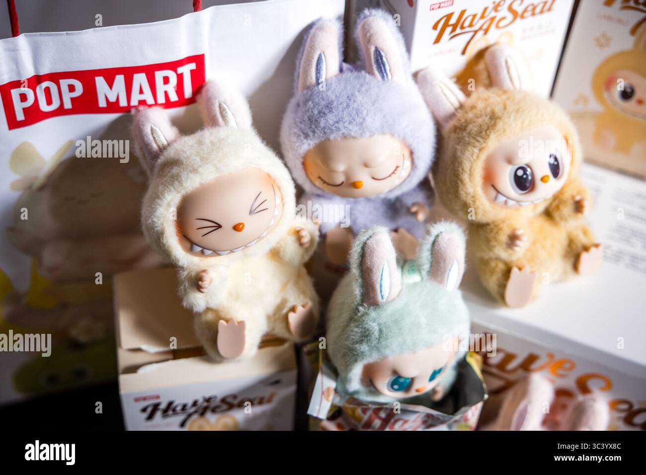 ILLUSTRATIVE - Various Labubu soft toys from Pop Mart. Labubu dolls are ...