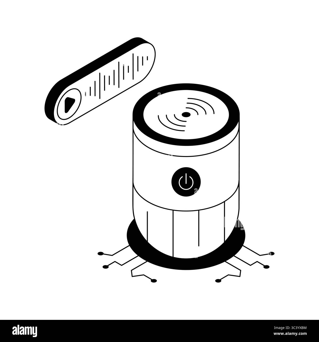 Premium isometric icon showing smart speaker with sound waves Stock ...