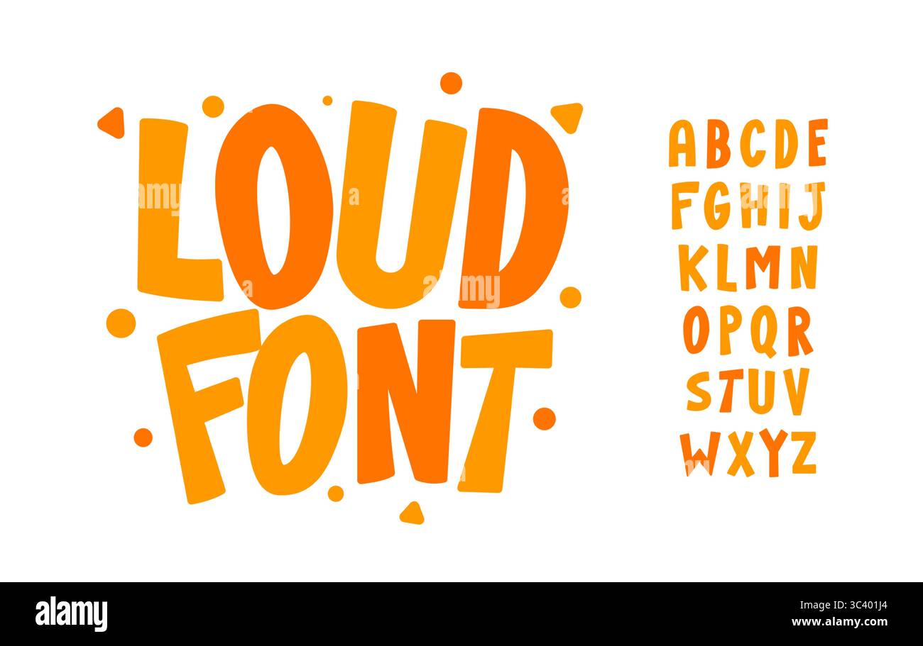 Joyful cartoon alphabet, playful bouncy letters, cheerful kid loud font ...