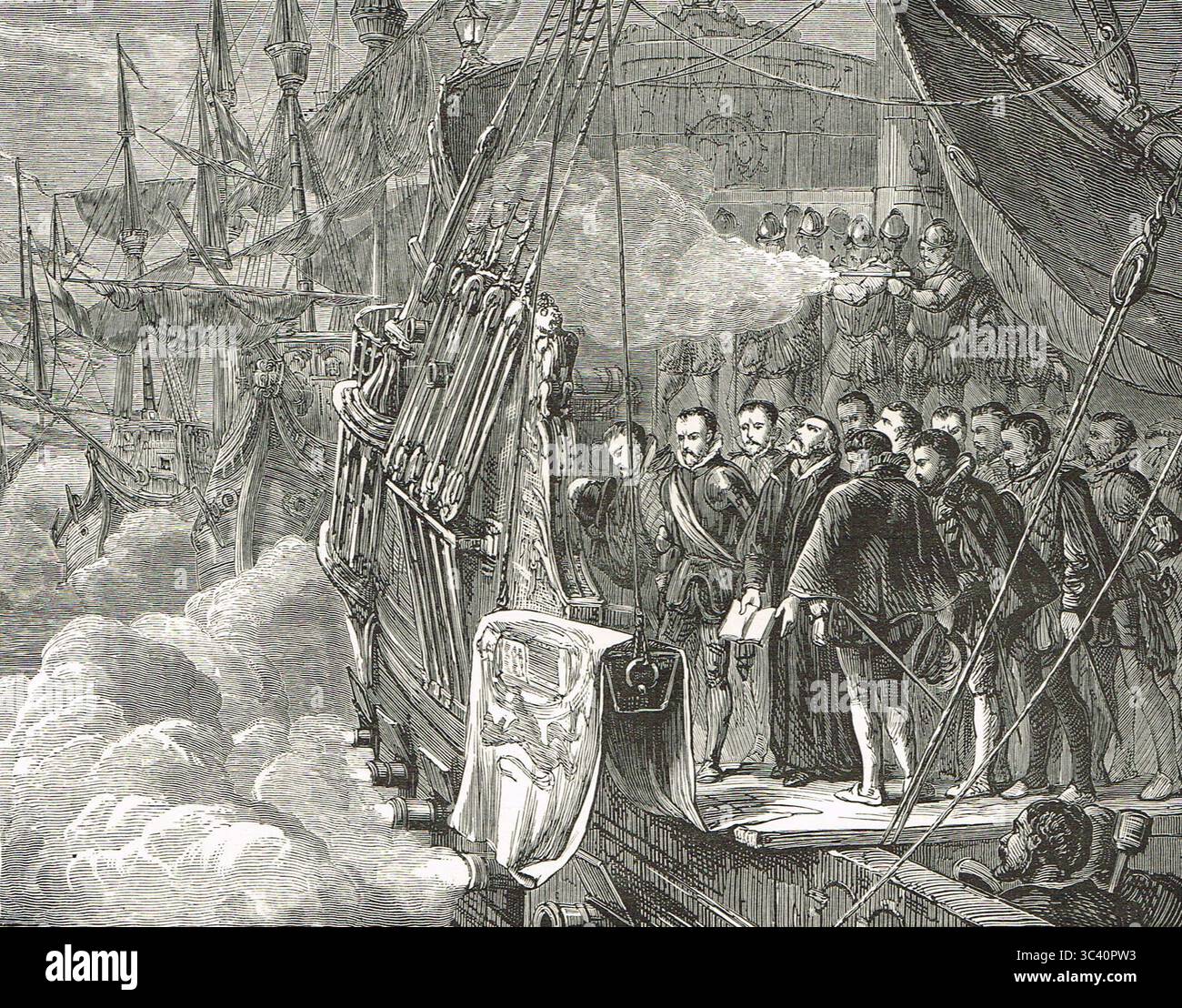 Funeral of Francis Drake, January 1596. Buried at sea in a lead-lined ...