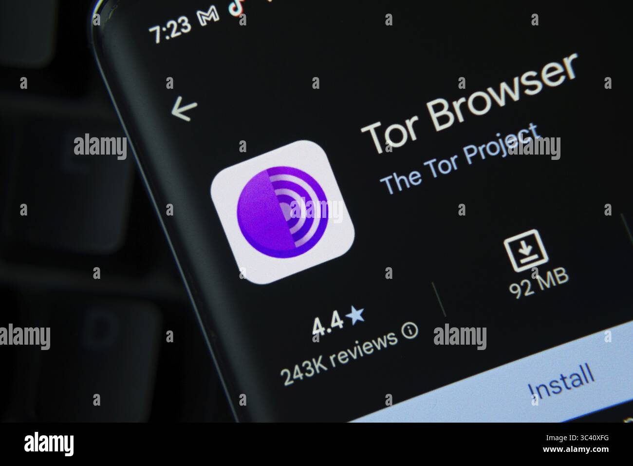 Dhaka, Bangladesh- 27 July 2025: Tor Browser app from Google Playstore is displayed on a ...