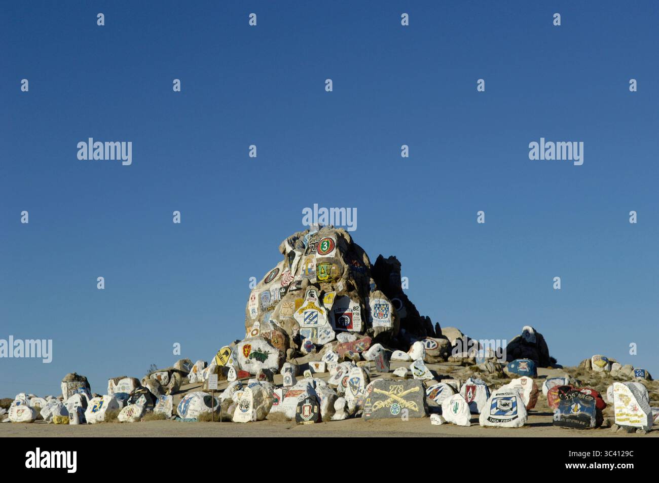 Units' marks on rocks near the exit of the army desert training ...