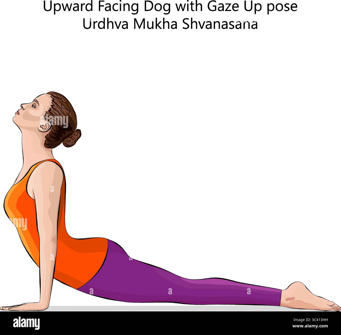 Young woman practicing Urdhva Mukha Shvanasana yoga pose. Upward Facing ...