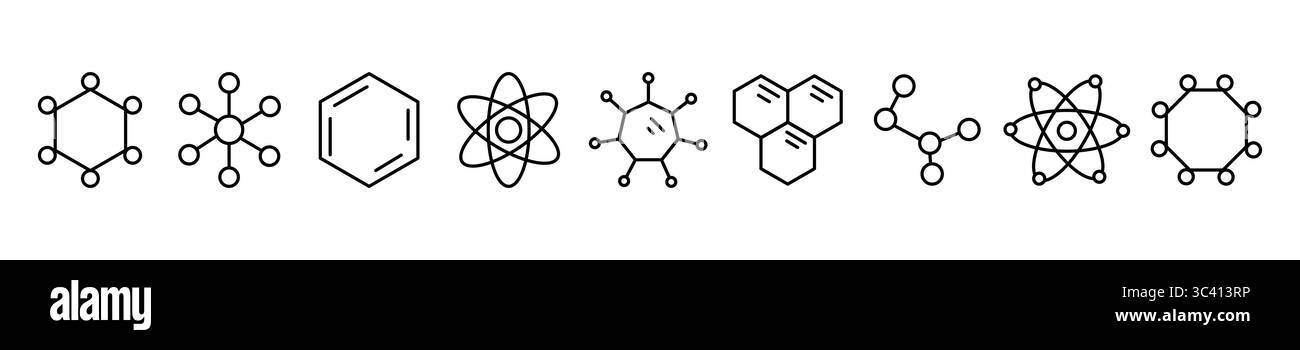 Set of line icons of molecule, cell, atom, protein isolated on white ...