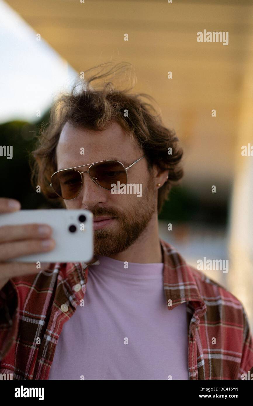 Bearded man taking selfie on hi-res stock photography and images - Alamy
