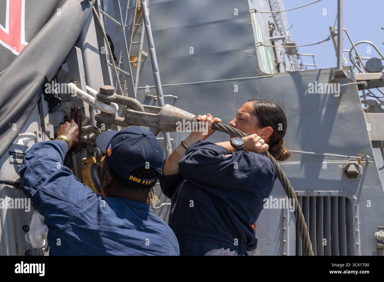 MEDITERRANEAN SEA – (July 8, 2025) U.S. Navy Boatswain’s Mate 2nd Class ...