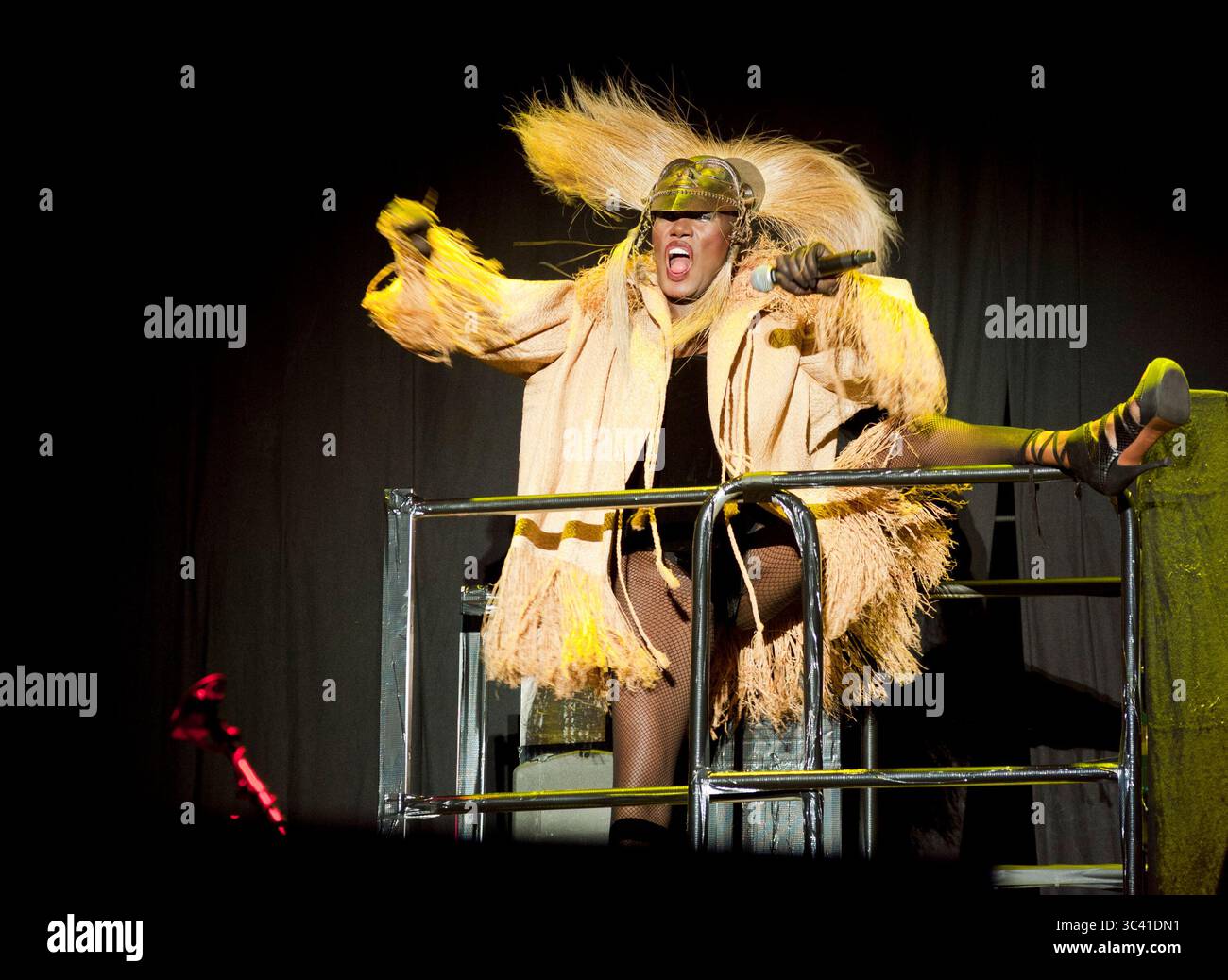 Grace Jones performing during Lovebox Festival 2012 in Victoria Park ...