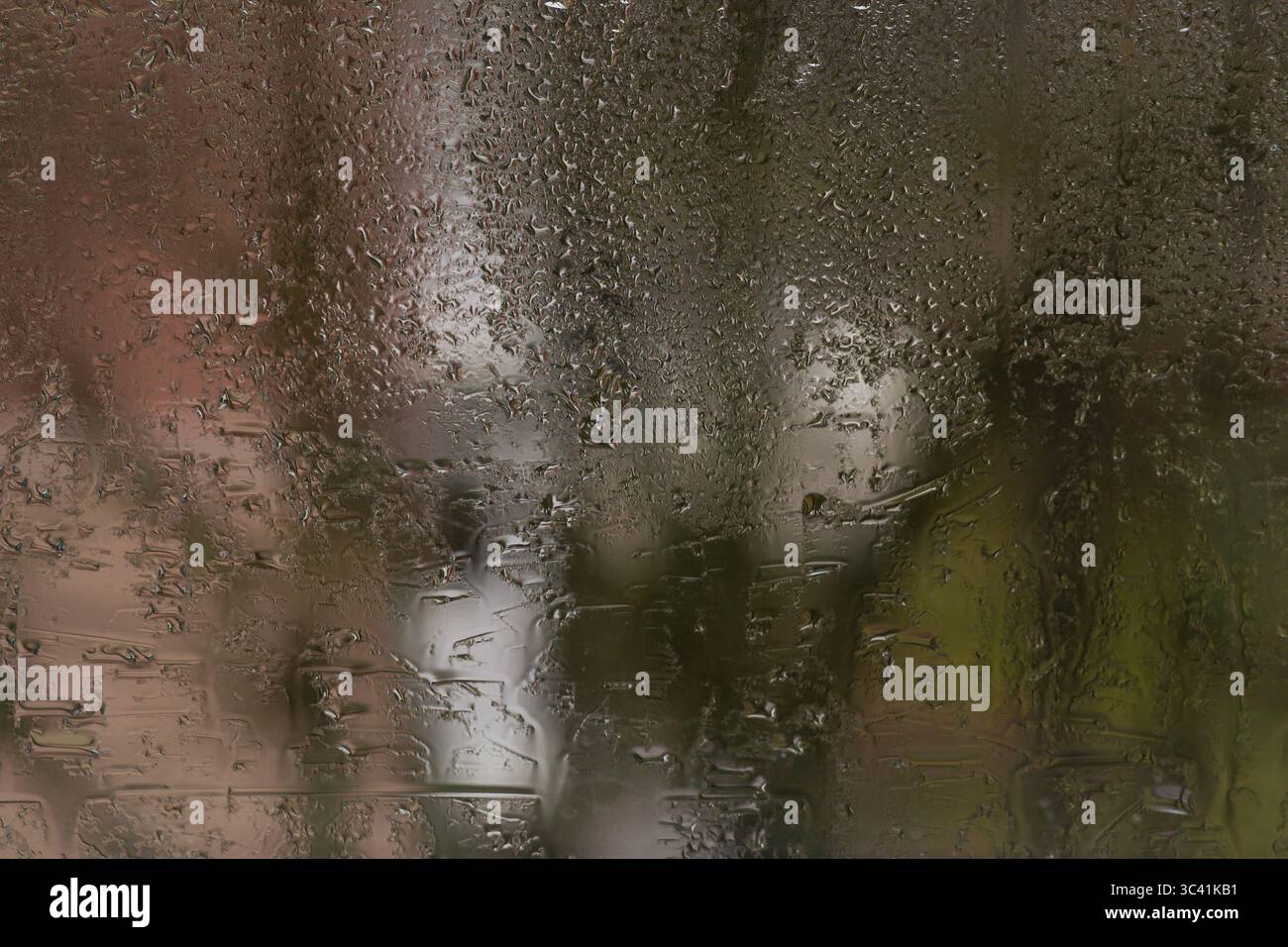 Condensation on glass, Perfectly spherical water droplets dot foggy ...