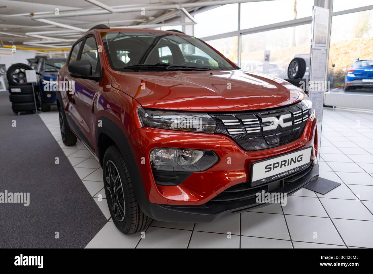 new Dacia Spring electric vehicles dealership, front grille and ...
