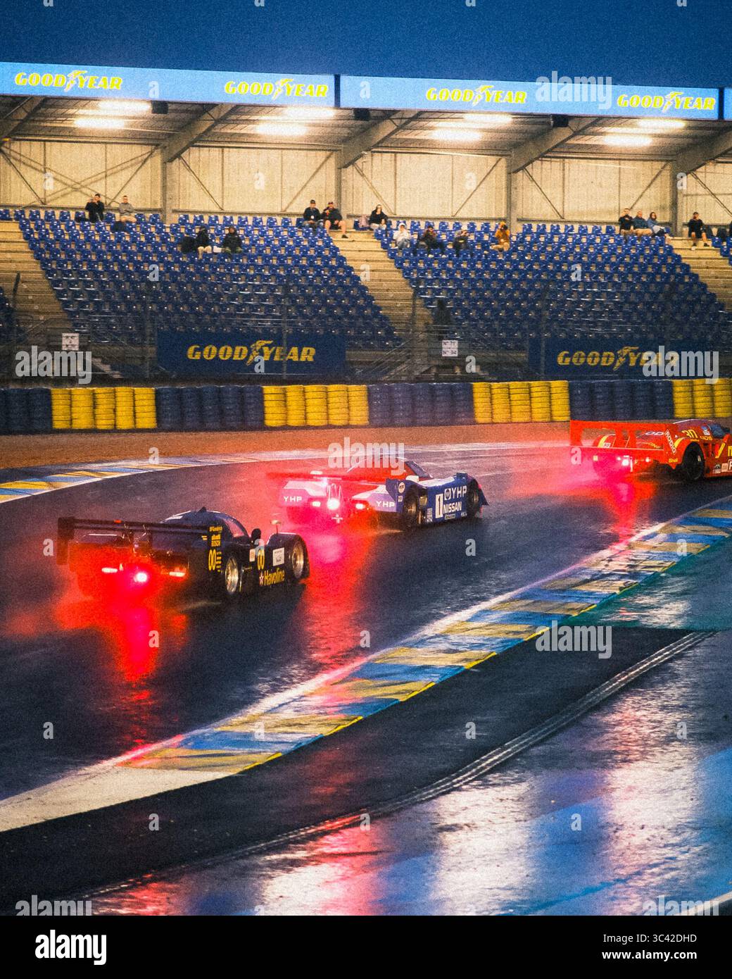 Le Mans, France - 07 June 2025: View of sleek race cars speeding along ...