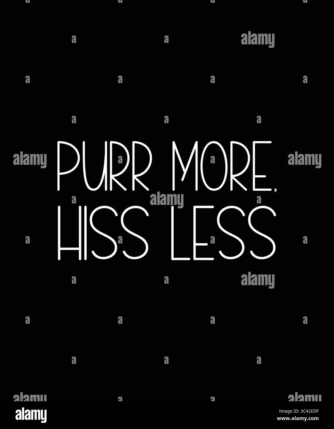 Purr More, Hiss Less Modern Typography Text T-Shirt Print Design Banner ...
