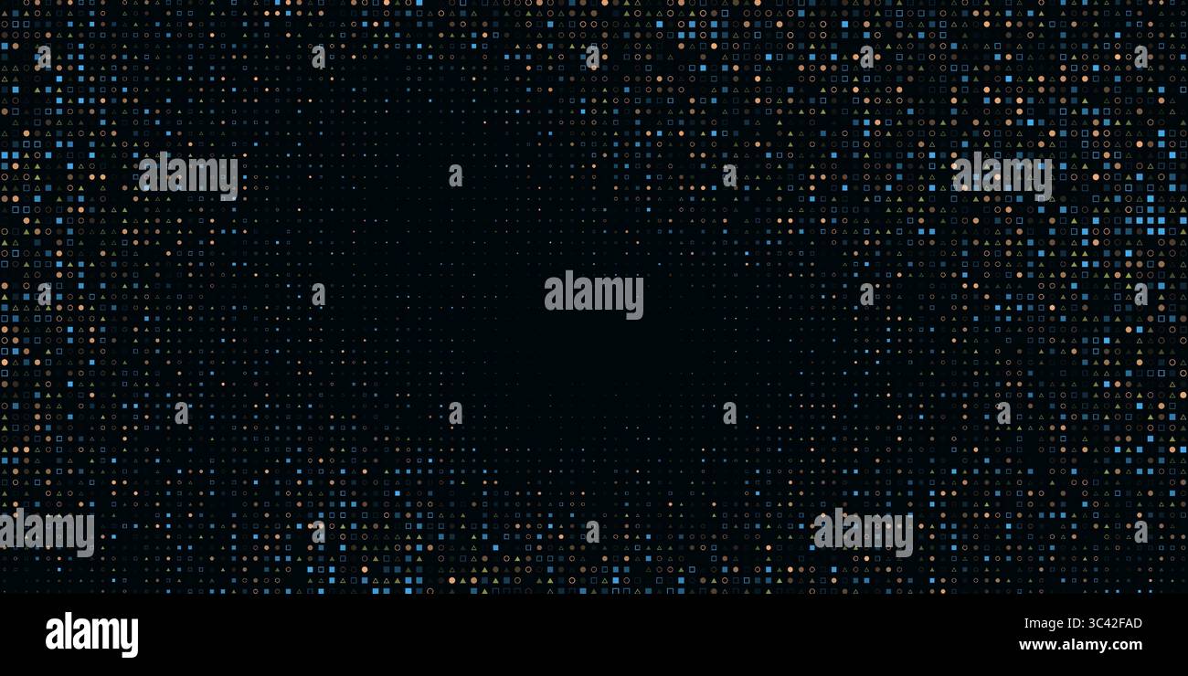 Abstract dark digital background with pixel pattern of figures of ...