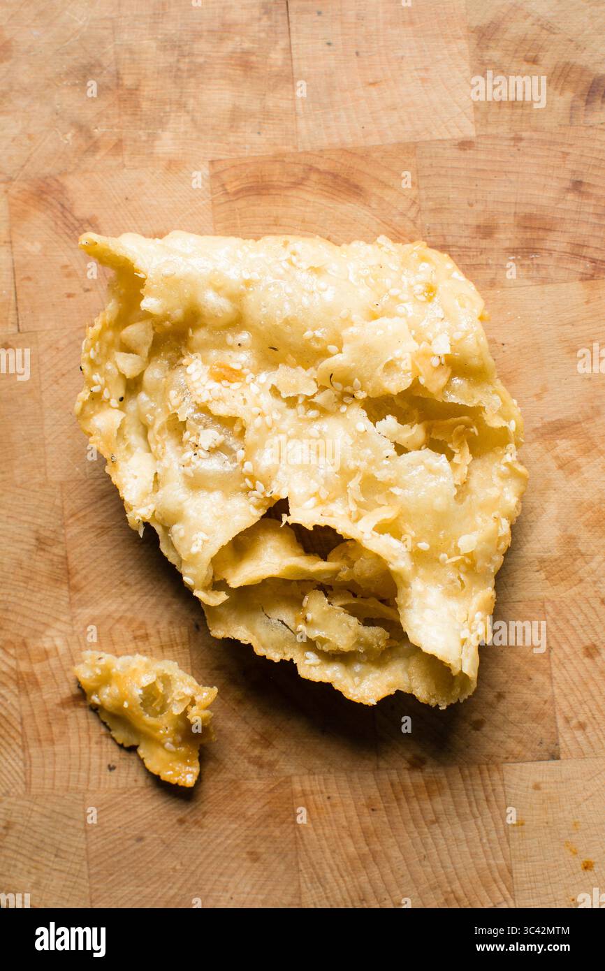 Overhead view of dublan northern nigerian snack, top view of dublan on ...