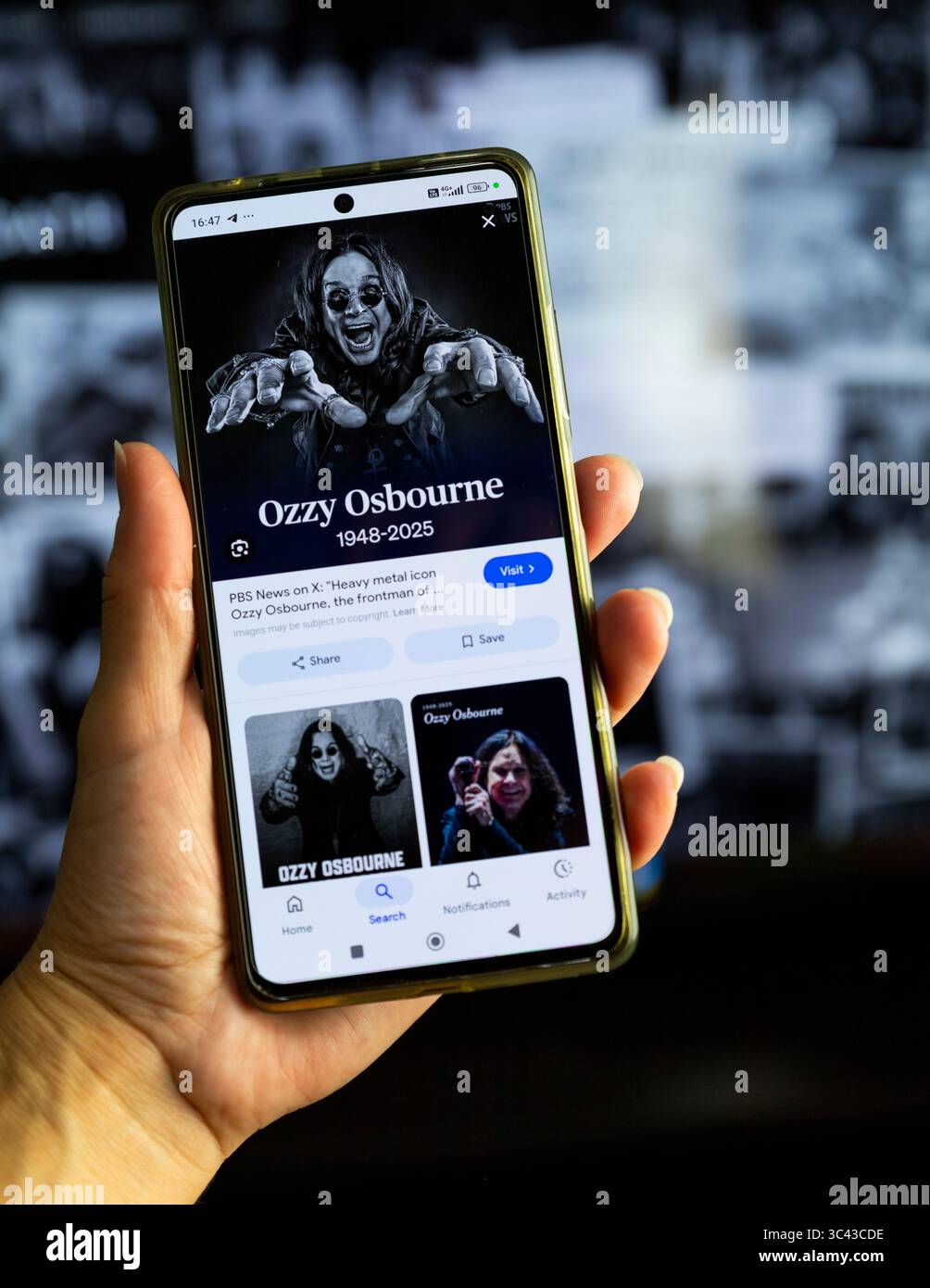 Belgrade, Serbia - July 26, 2025: Ozzy Osbourne Dead at 76. Watching ...