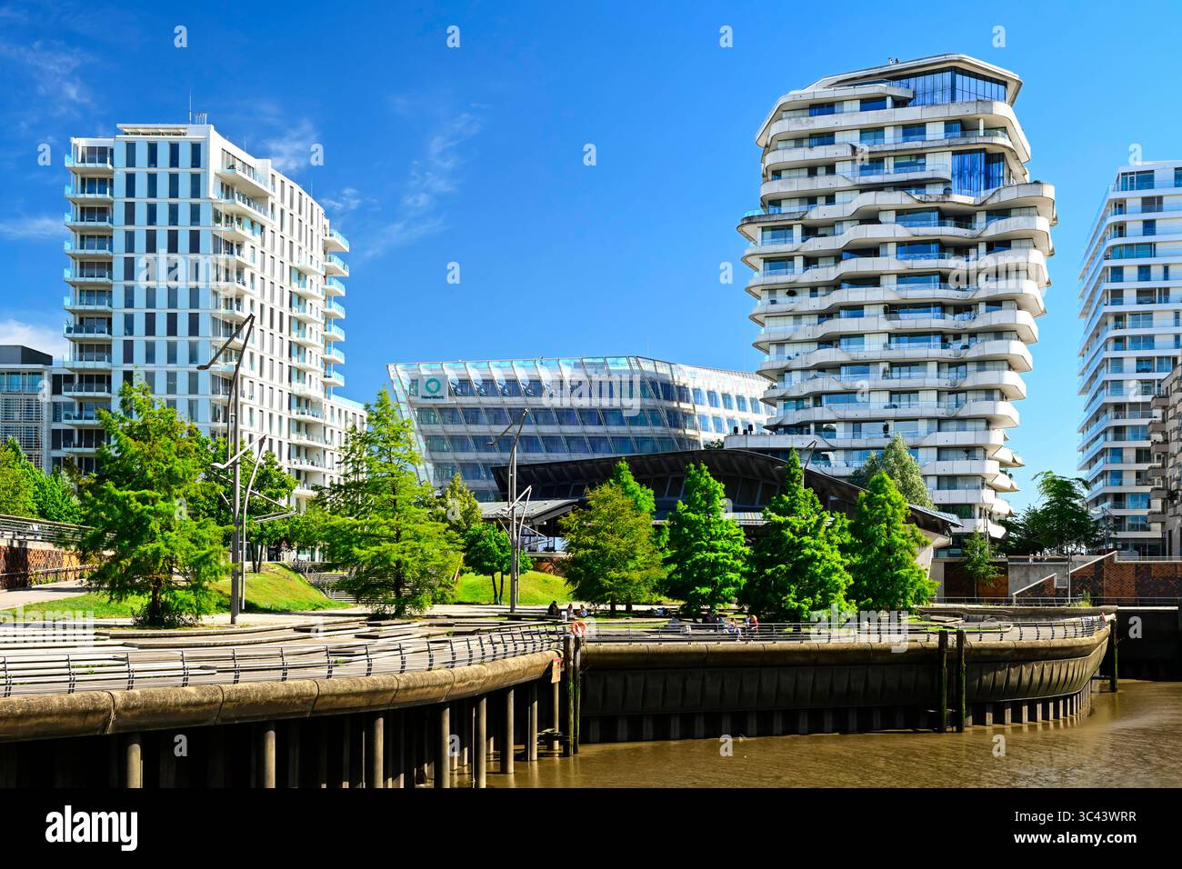 Marco polo terraces and strandkai in the hafencity of hamburg hi-res ...