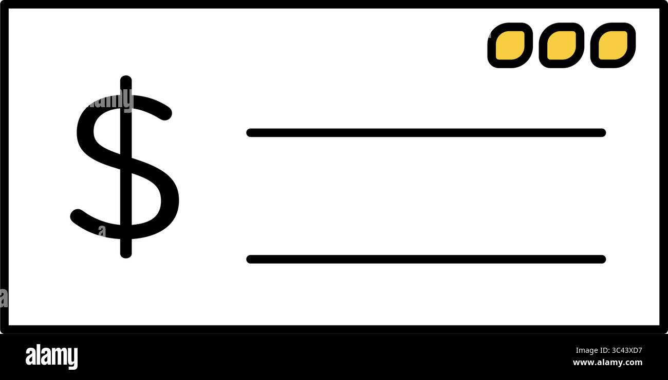 Signing a checkbook simple line drawing icon, illustration of ...
