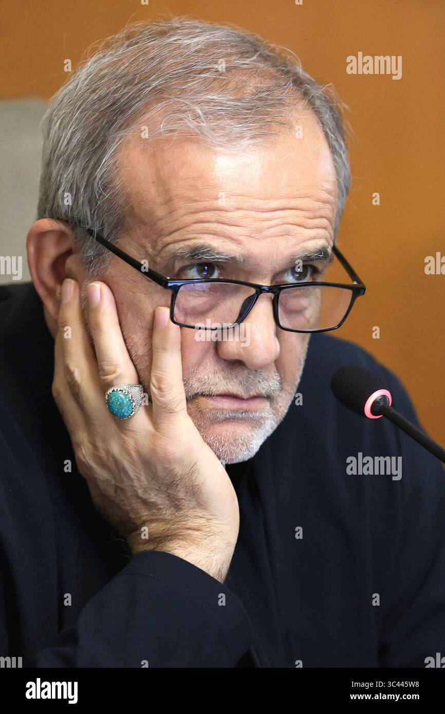 Iranian President Masoud Pezeshkian chairs a meeting of the Iranian ...