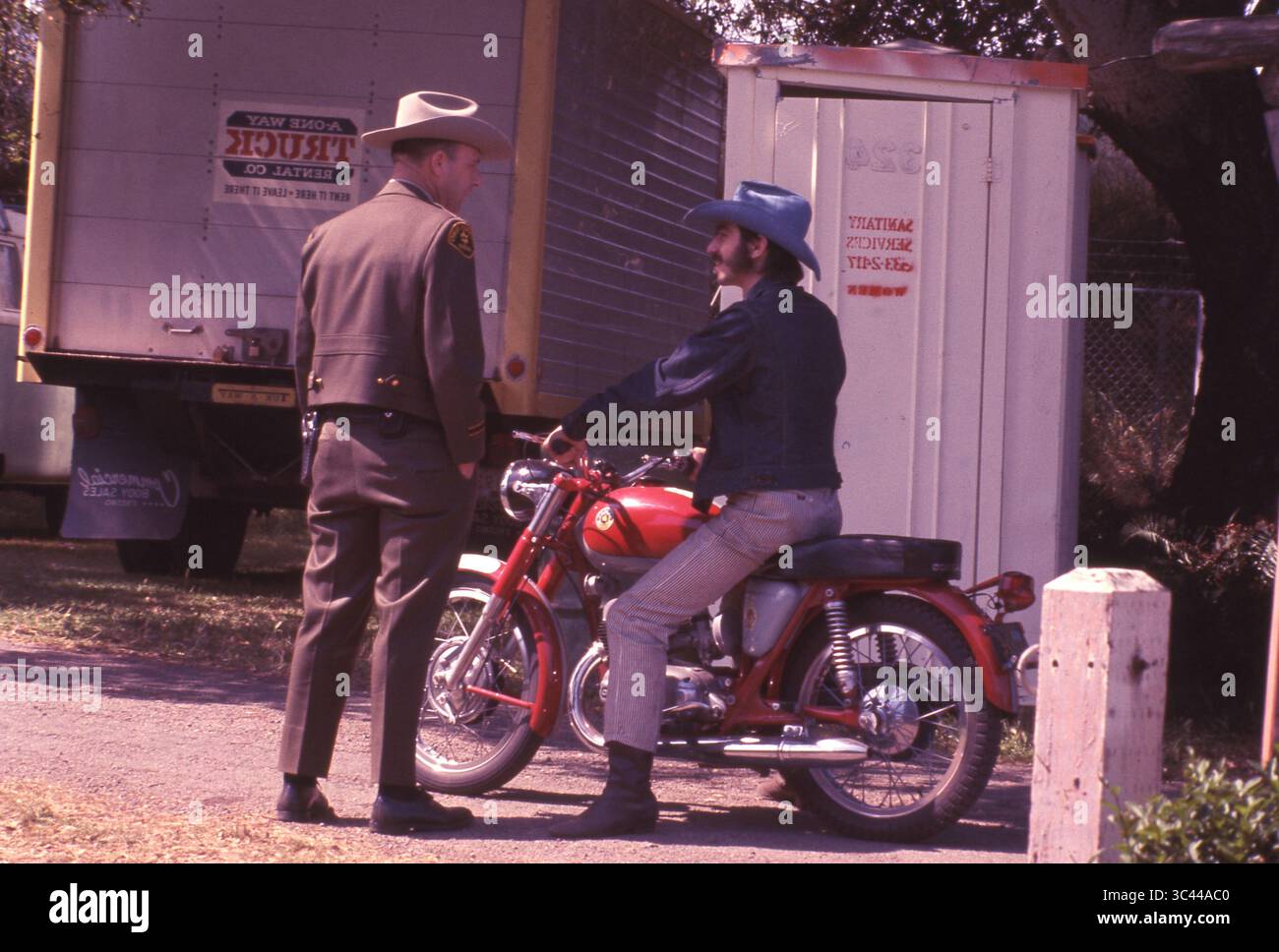 June 17, 1967, Monterey, California, USA: Man on Motorcycle Talking at ...