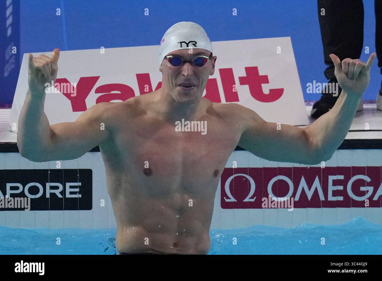 Maxime Grousset of France celebrates after winning gold medal in the ...