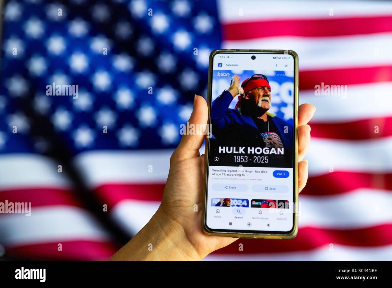 Belgrade, Serbia - July 26, 2025: Hulk Hogan Dead at 71. Watching news ...