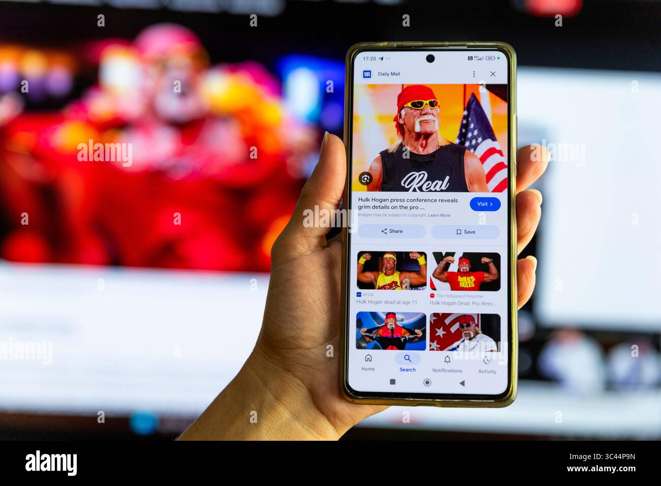 Belgrade, Serbia - July 26, 2025: Hulk Hogan Dead at 71. Watching news ...