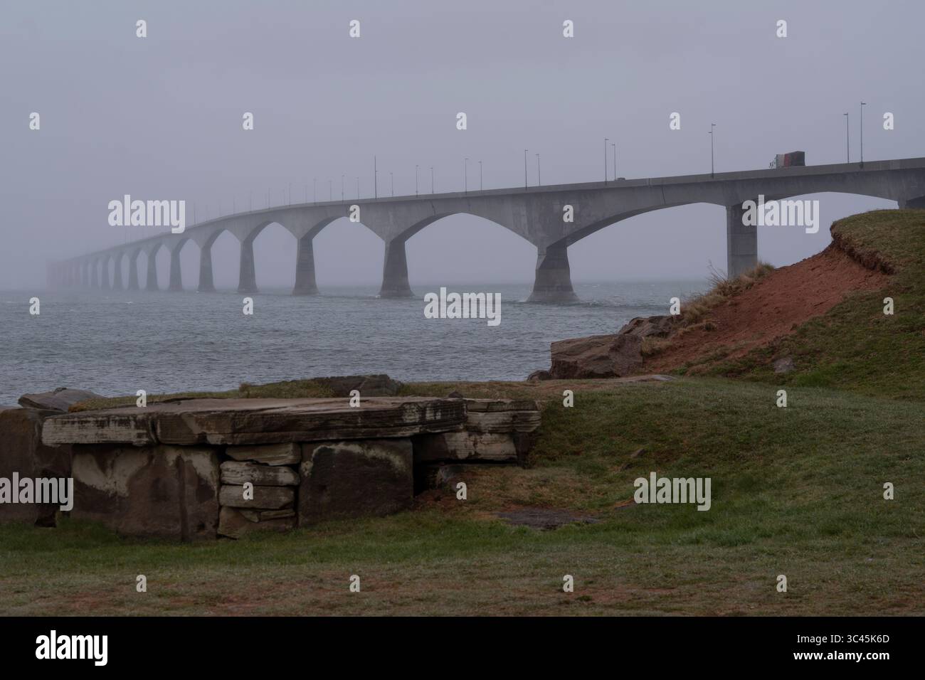 Traffic travels on the Confederation Bridge across the Abegweit Passage ...