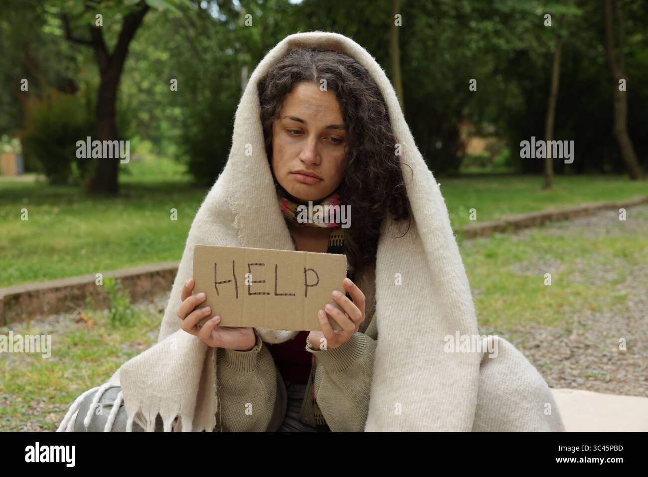 Desperate woman asking help hi-res stock photography and images - Alamy