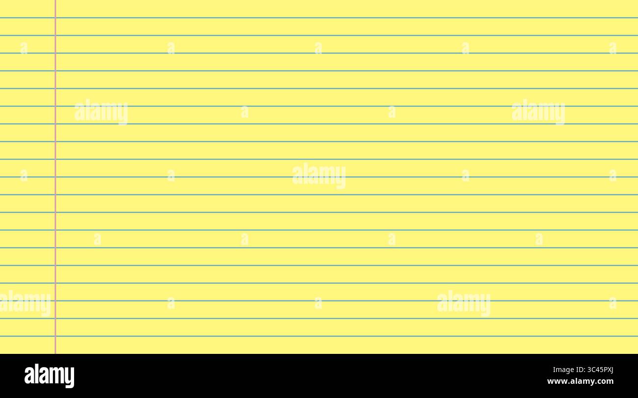 Yellow lined notebook paper. Notepad for notes. Sheet lined with blue ...