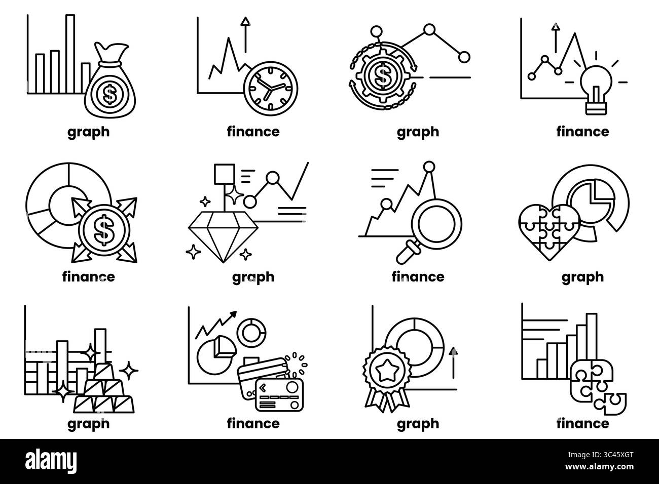 Various line icons graphs Stock Vector Images - Alamy