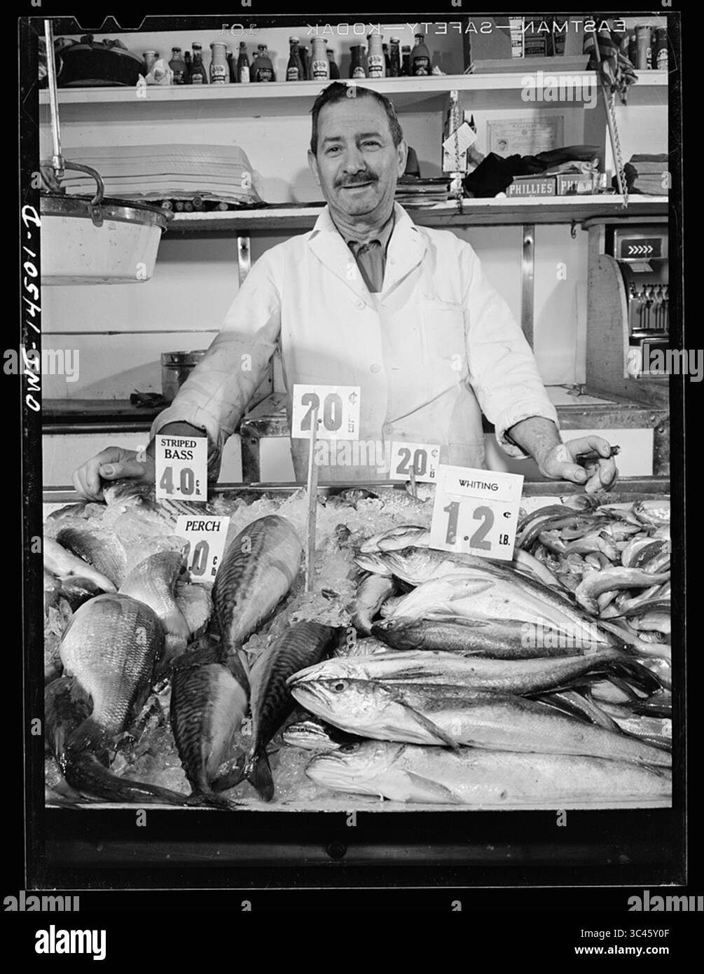 New York, New York. Fish merchant in the First Avenue market at Tenth ...