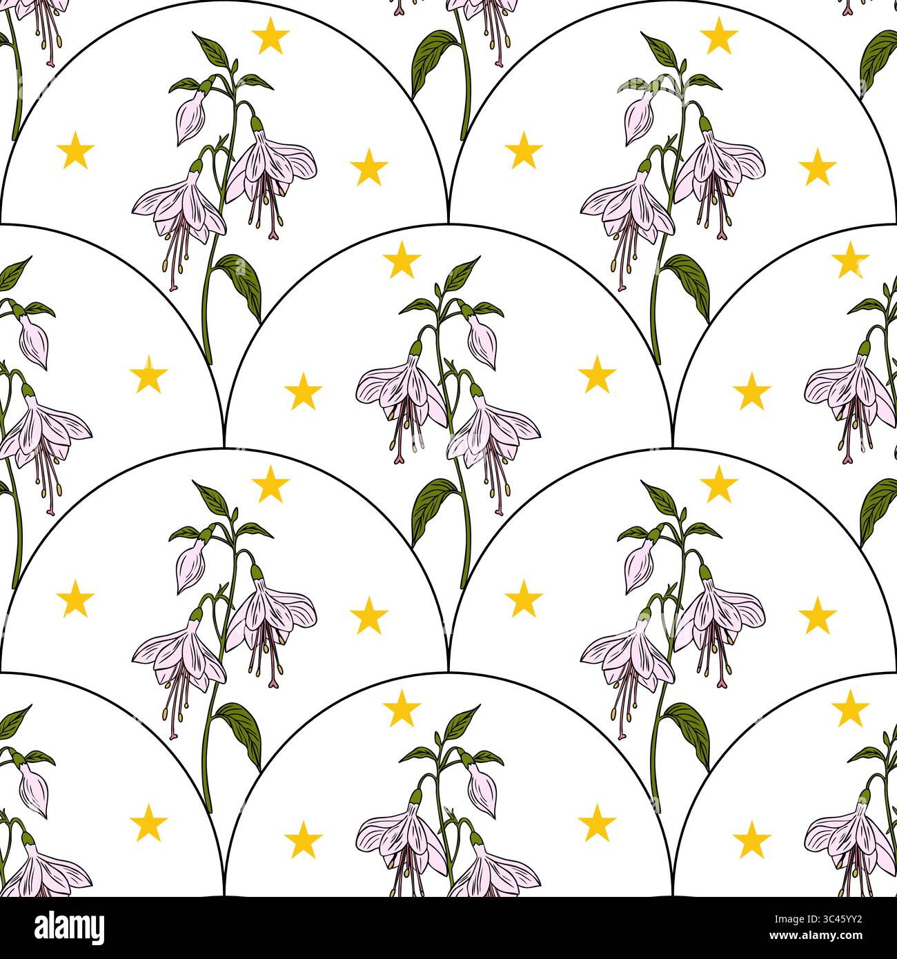 Pink delicate fuchsia flowers Stock Vector Images - Alamy