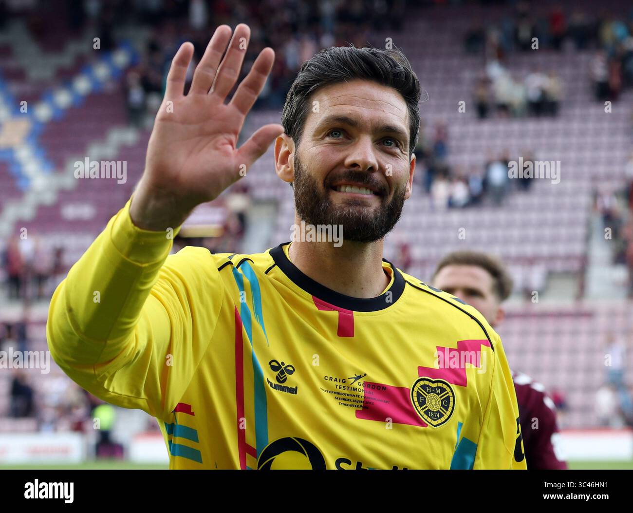 Heart of Midlothian goalkeeper Craig Gordon applauds the fans after the ...