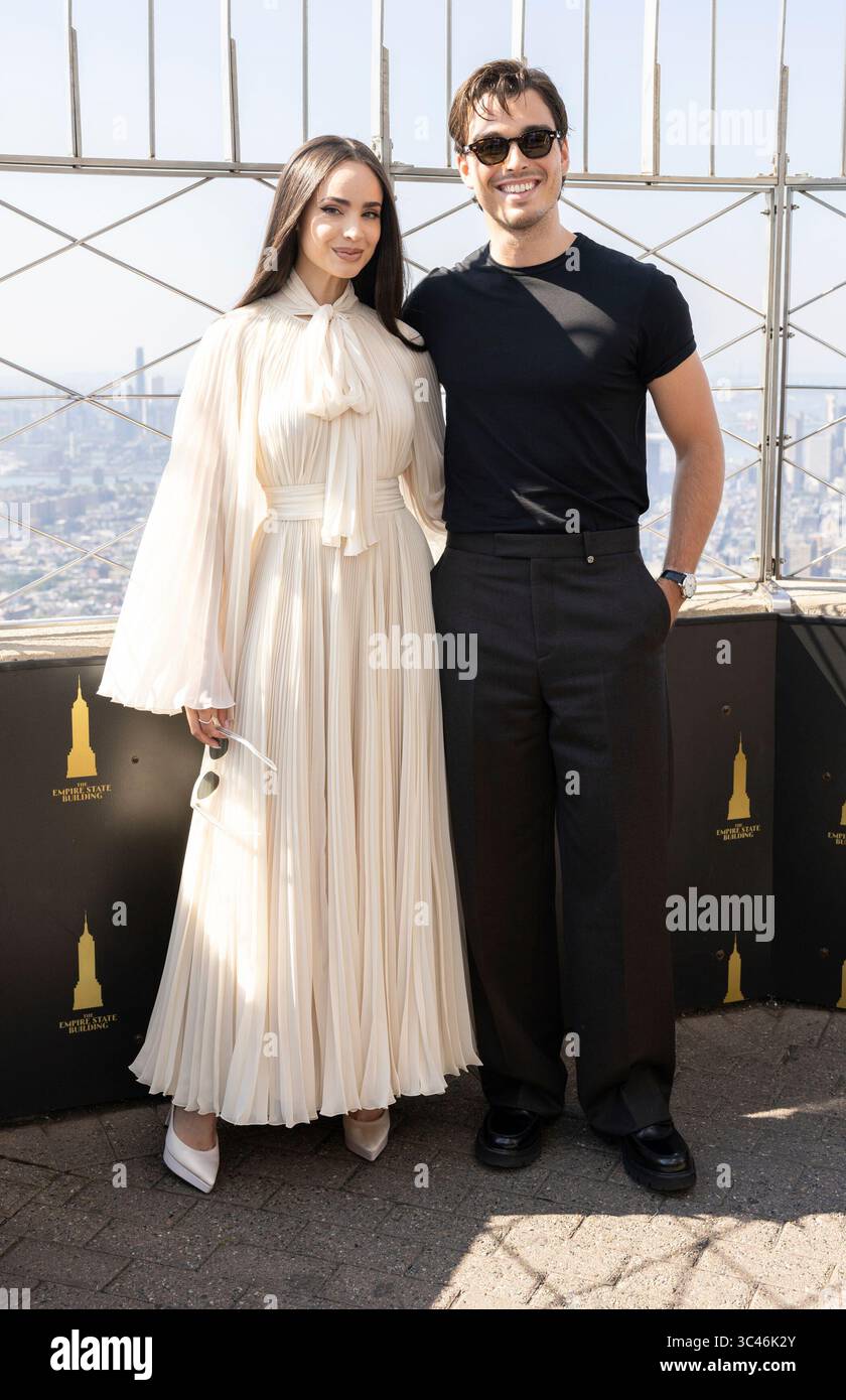 Sofia Carson, left, and Corey Mylchreest from the cast of Netflix's "My ...