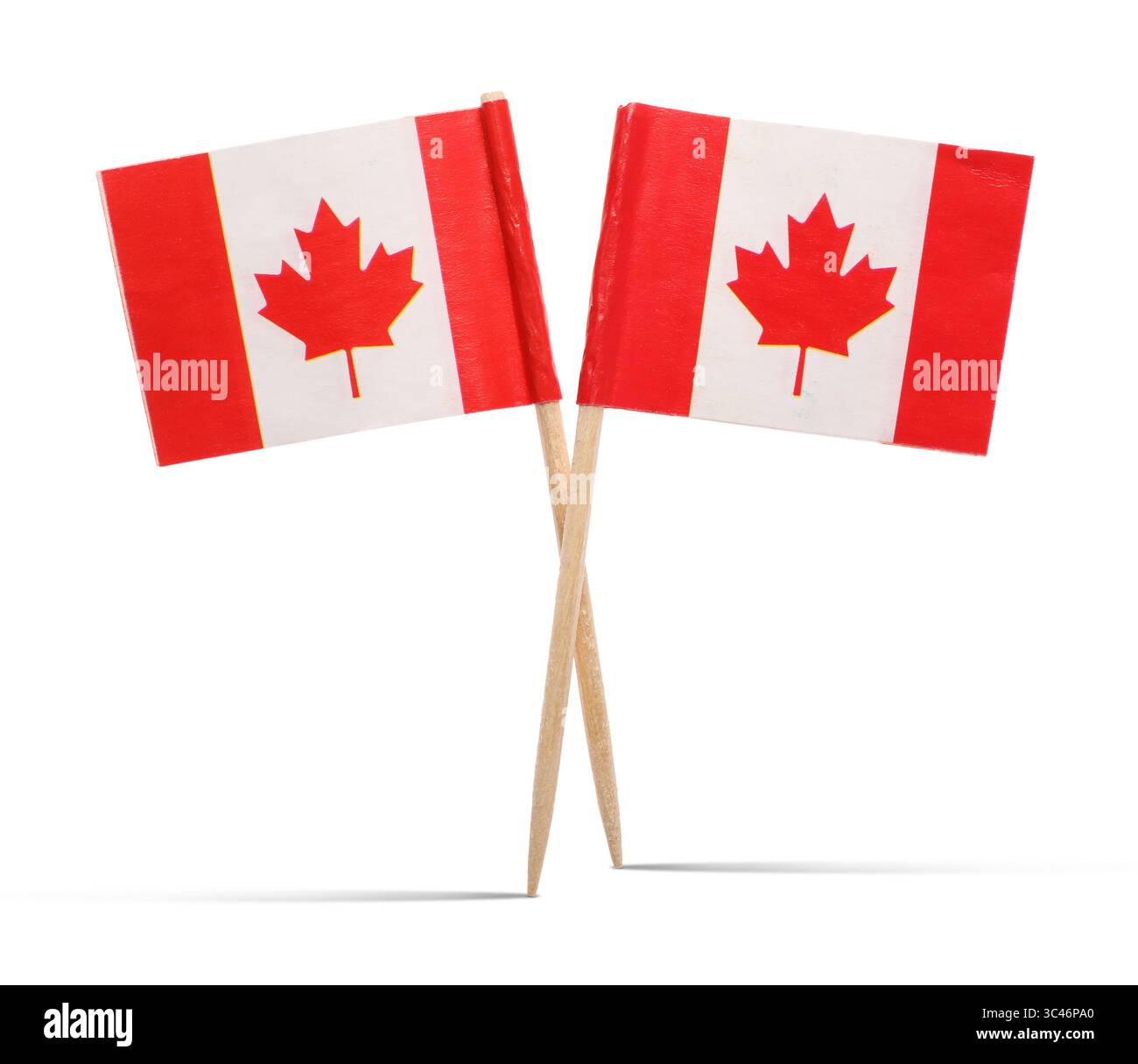 Small paper flags of Canada on white background Stock Photo - Alamy