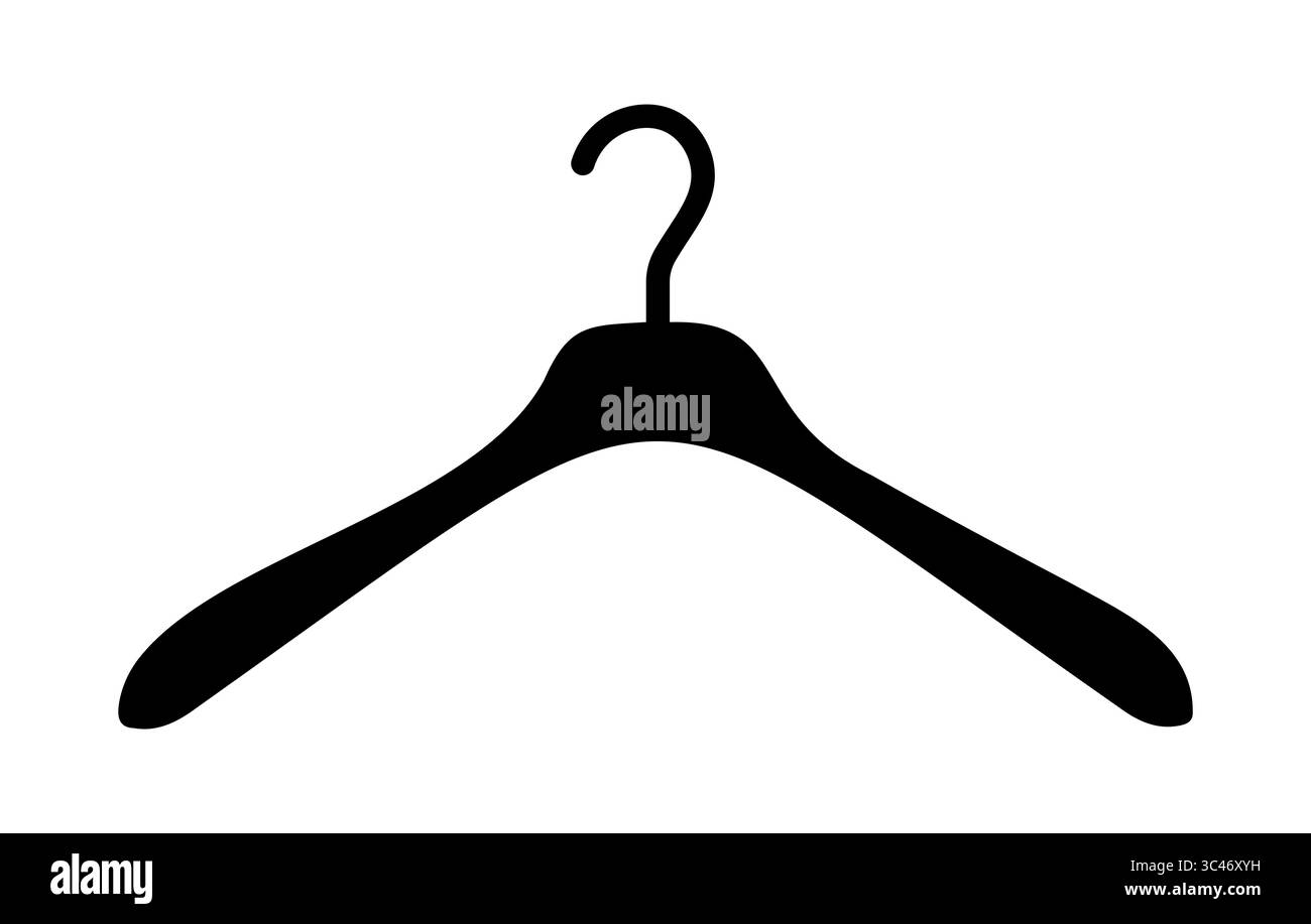 Hanger wardrobe icon. Cloakroom black silhouette pictogram. Clothes ...